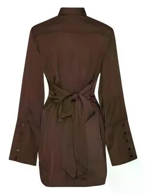 ROTATE BY BIRGER CHRISTENSEN Tie-waist Shirt Mini Dress - Brown