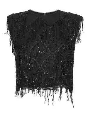 Remain Birger Christensen Sequin Embellished Fringe Top - Black