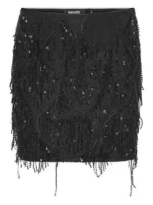 ROTATE BY BIRGER CHRISTENSEN Sequin-embellished Fringe Skirt - Black