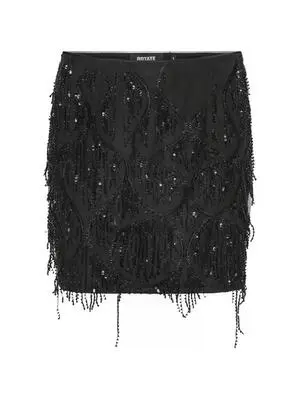ROTATE BY BIRGER CHRISTENSEN Sequin-embellished Fringe Skirt - Black