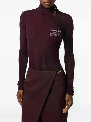 Elisabetta Franchi Ribbed Turtleneck Top - Red
