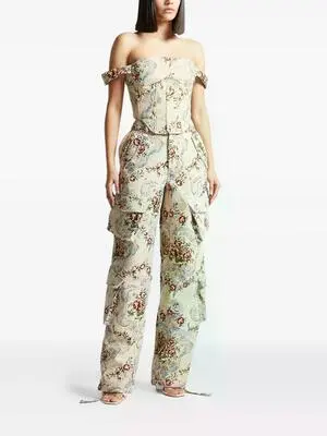 Manière De Voir Floral-jacquard Corset Top