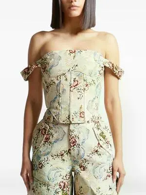 Manière De Voir Floral-jacquard Corset Top