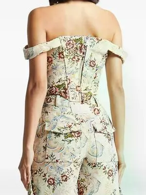 Manière De Voir Floral-jacquard Corset Top