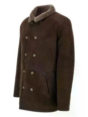 BARBA NAPOLI Shearling-collar Double-breasted Jacket