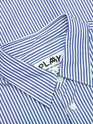Play Comme Des Garcon Striped Embroidered-detail Shirt