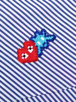 Play Comme Des Garcon Striped Embroidered-detail Shirt