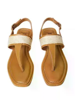 TWINSET Woven-panel Leather Sandals