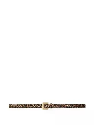 ANINE BING Leopard-print Belt With Square Buckle - Brown