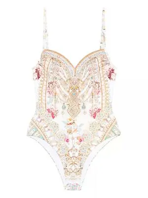 Camilla Embellished Sweetheart Swimsuit - White