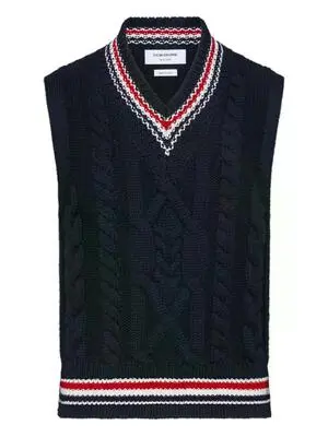 Thom Browne Aran Knit Cable-stitch Wool Vest