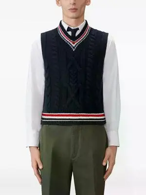 Thom Browne Aran Knit Cable-stitch Wool Vest