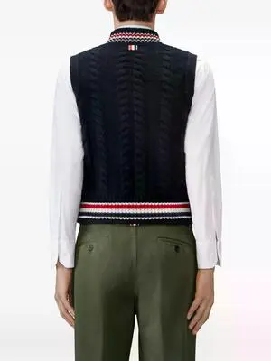 Thom Browne Aran Knit Cable-stitch Wool Vest