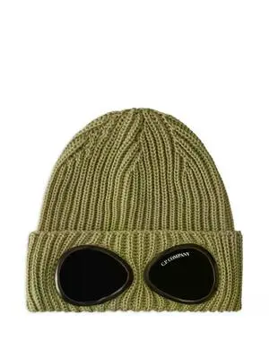 C.P. COMPANY Goggle-detail Ribbed-wool Beanie - Green