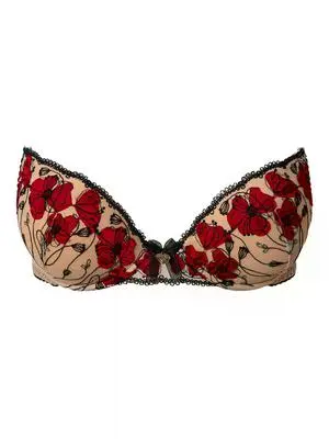 TWINSET Floral-embroidered Push-up Bra - Red