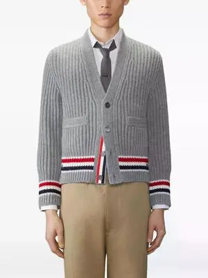 Thom Browne Cashmere Cardigan With Stripe Detail