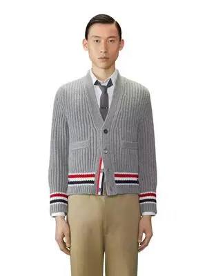 Thom Browne Cashmere Cardigan With Stripe Detail