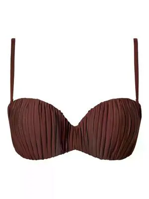 TWINSET Pleated Bandeau Bikini Top - Brown