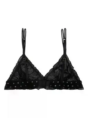Love Stories Polka-dot Ruffled Bra - Black