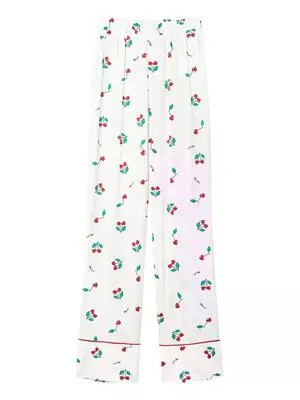 TWINSET Cherry-pattern Satin Pajama Bottoms - White
