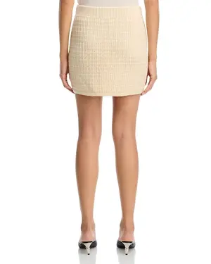 Aqua Crystal Button Sweater Skirt - Tan