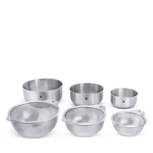 ZWILLING 6 Piece Stainless Steel Nesting Bowls And Table Strainers Set - Silver