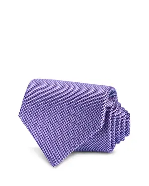 David Donahue Micro Geo Pattern Silk Classic Tie - Purple