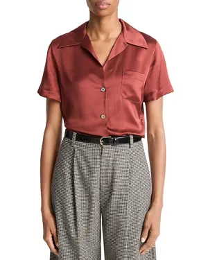 Vince Silk Short Sleeve Blouse - Siena