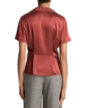 Vince Silk Short Sleeve Blouse - Siena