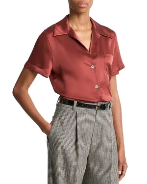 Vince Silk Short Sleeve Blouse - Siena
