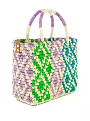 SENSI STUDIO Medium Patterned Straw Tote Bag