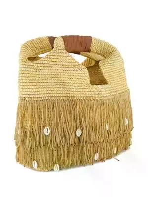 SENSI STUDIO Fringed Toquilla Straw Handbag