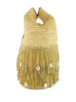 SENSI STUDIO Fringed Toquilla Straw Handbag