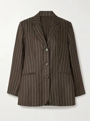 Posse Leon Pinstriped Linen-twill Blazer