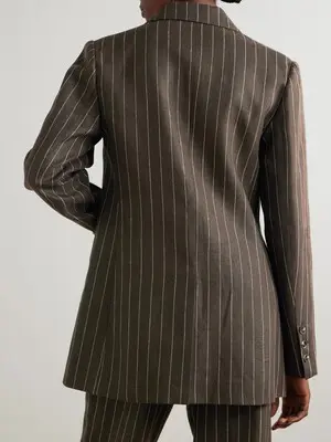 Posse Leon Pinstriped Linen-twill Blazer