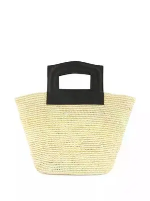 SENSI STUDIO Straw Tote Bag With Leather Handles