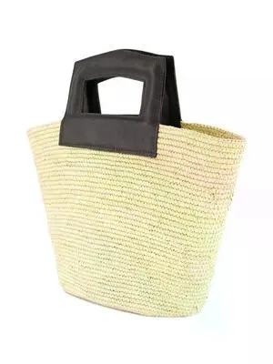SENSI STUDIO Straw Tote Bag With Leather Handles