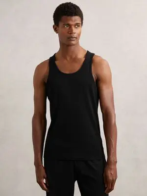REISS Jaden Stretch-cotton Ribbed Vest - Black