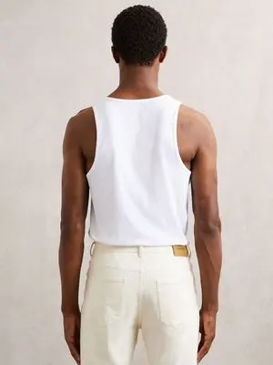 REISS Jaden Stretch-cotton Ribbed Vest - White