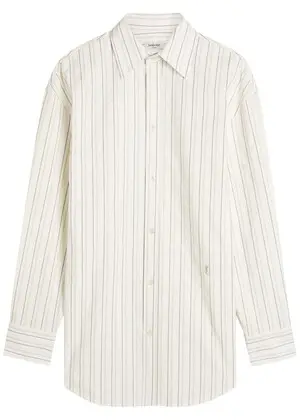 Saint Laurent Logo Stripe-embroidered Cotton Shirt