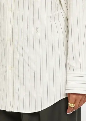 Saint Laurent Logo Stripe-embroidered Cotton Shirt