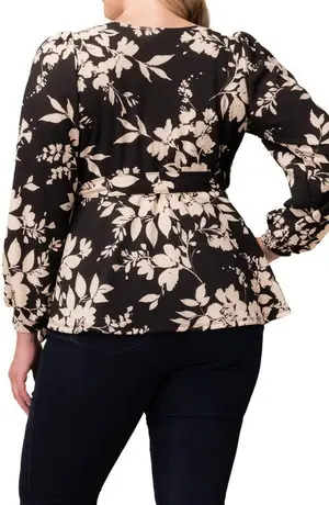KIYONNA Printed Wrap Top - Vintage Ivory Florals