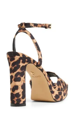 Aldo Platform Sandal With Ankle Strap - Brown Multi