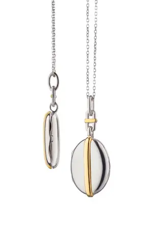 Monica Rich Kosann Tess Slim Oval Locket Necklace - Sterling Silver/18k Yellow Gold