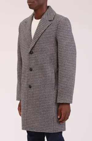 Bagatelle Houndstooth Topcoat - Grey-navy Houndstooth
