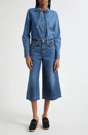 Veronica Beard Marlow High-waist Culotte Jeans