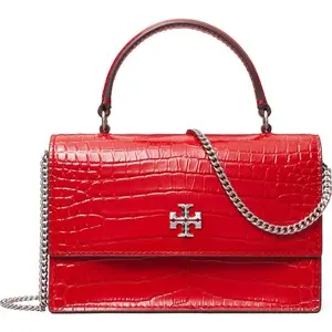 Tory Burch Mini Kira Croc Embossed Top Handle Bag