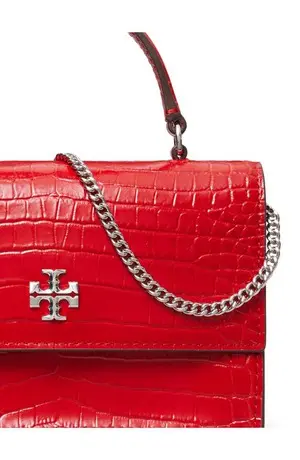 Tory Burch Mini Kira Croc Embossed Top Handle Bag