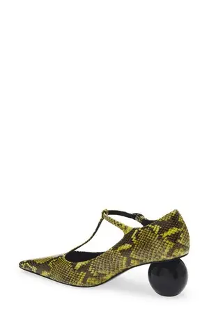 Marni Orb Snakeskin Embossed T-strap Pumps