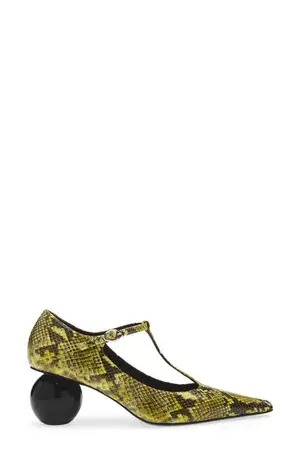 Marni Orb Snakeskin Embossed T-strap Pumps